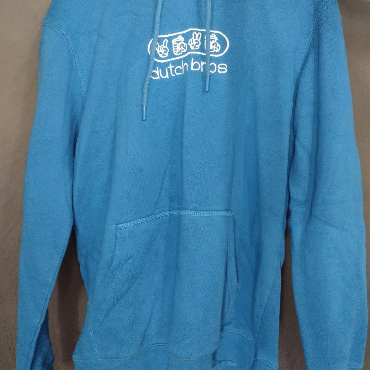 bright blue dutch bros hoodie, super thick and warm,... - Depop