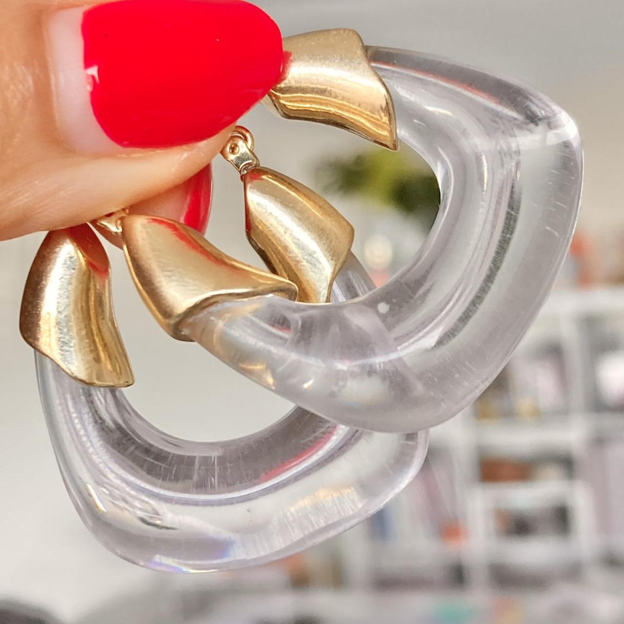 Beautiful glass see through hoop earrings These... - Depop