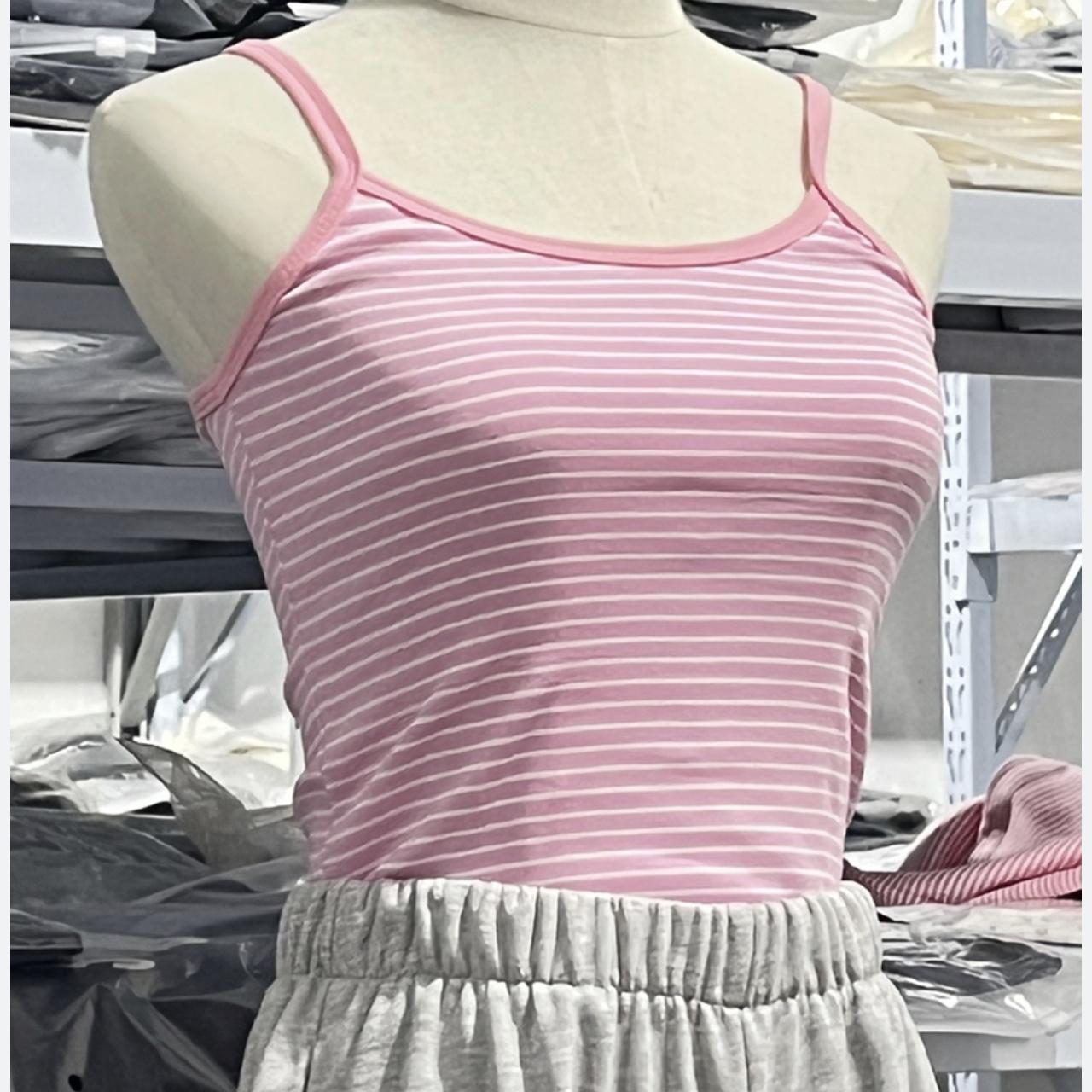brandy melville striped pink tank size / very very... - Depop