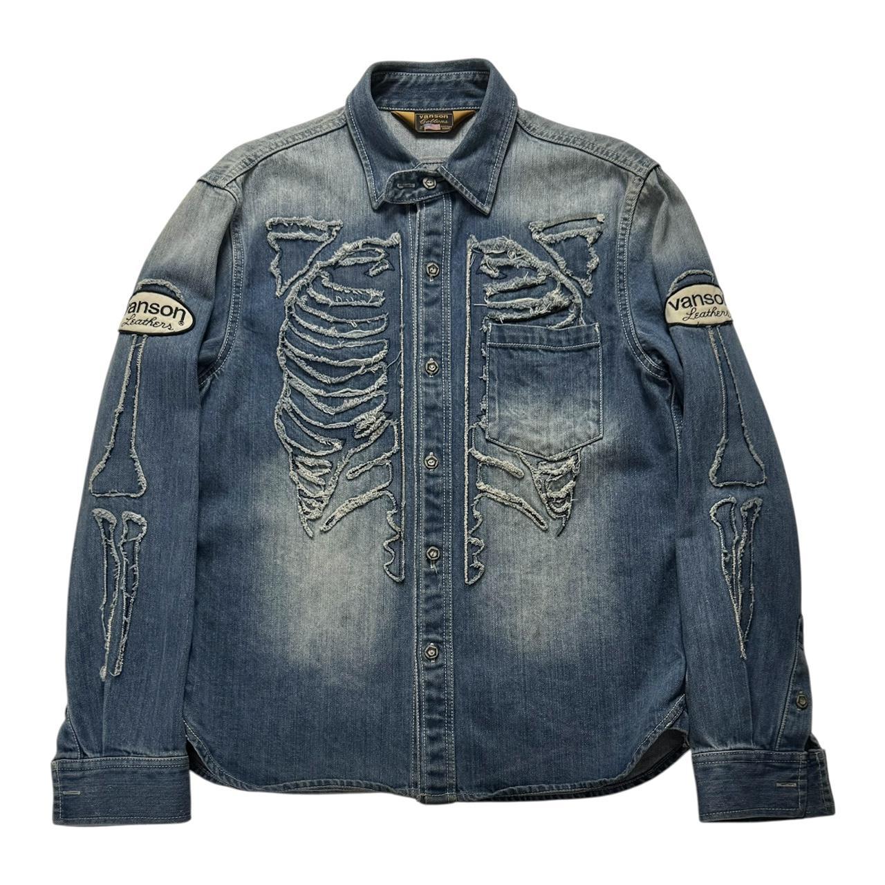 Vanson Leathers Skeleton Denim Jacket Very Good... - Depop