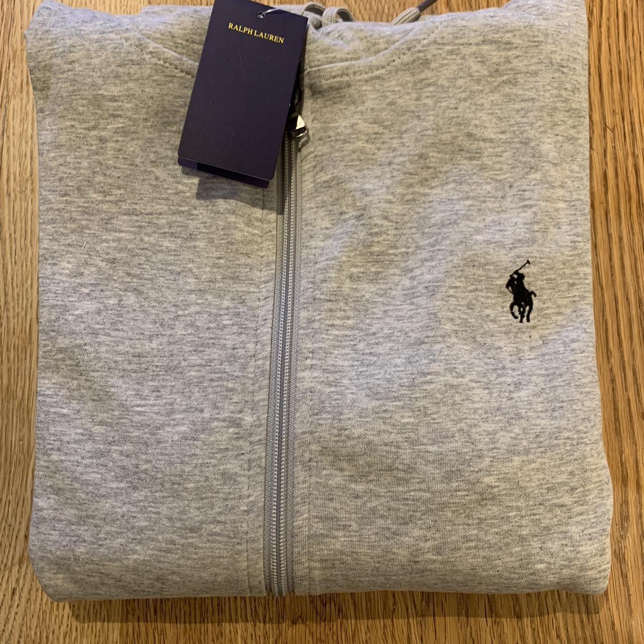 Polo Ralph Lauren zip up hoodie grey small - Depop