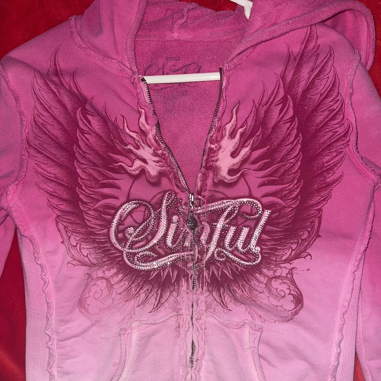 Affliction Women's Pink and White Jacket | Depop