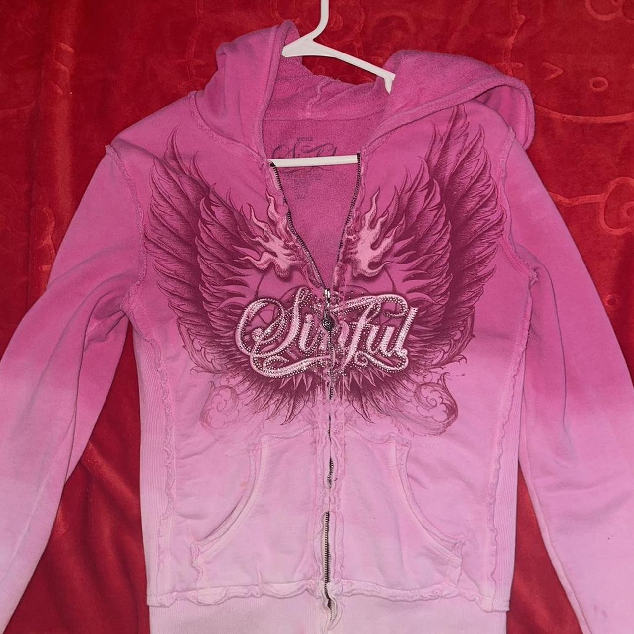 Affliction Women's Pink and White Jacket | Depop