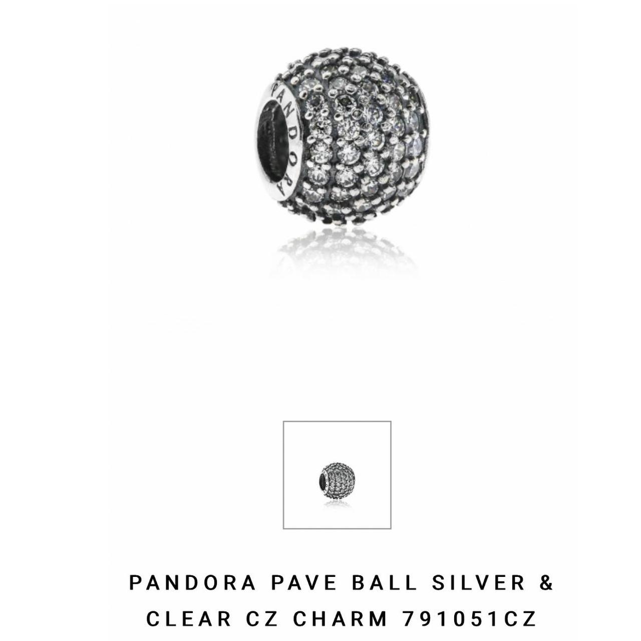PANDORA silver (925) pave ball charm with charm box,... - Depop