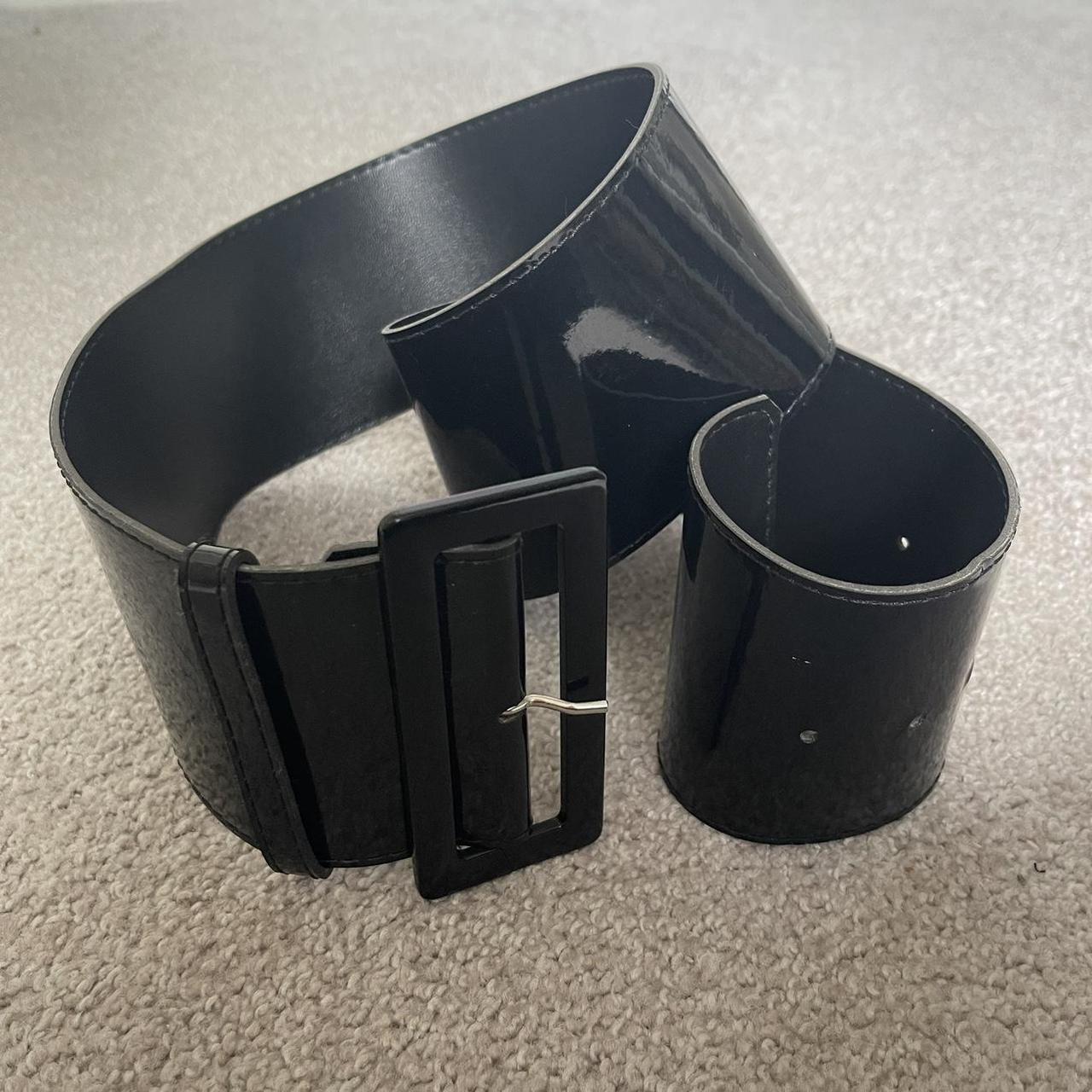 Urban black shiny belt size M - Depop