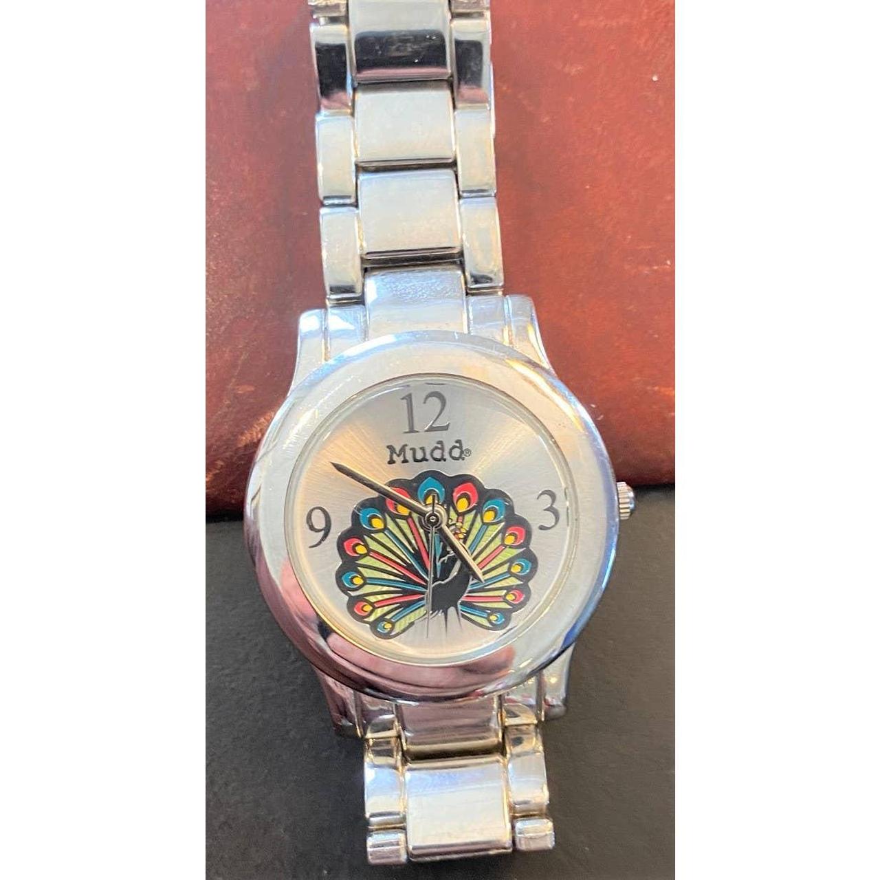 Women's 33mm Silver Tone Mudd Watch, Peacock Design... - Depop