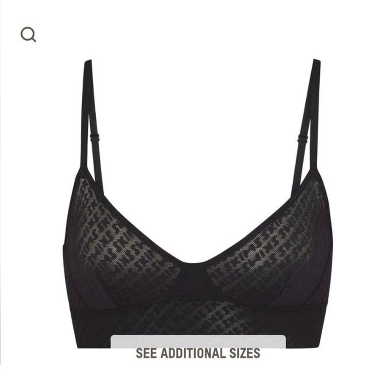 skims logo mesh triangle bralette onyx color size:... - Depop