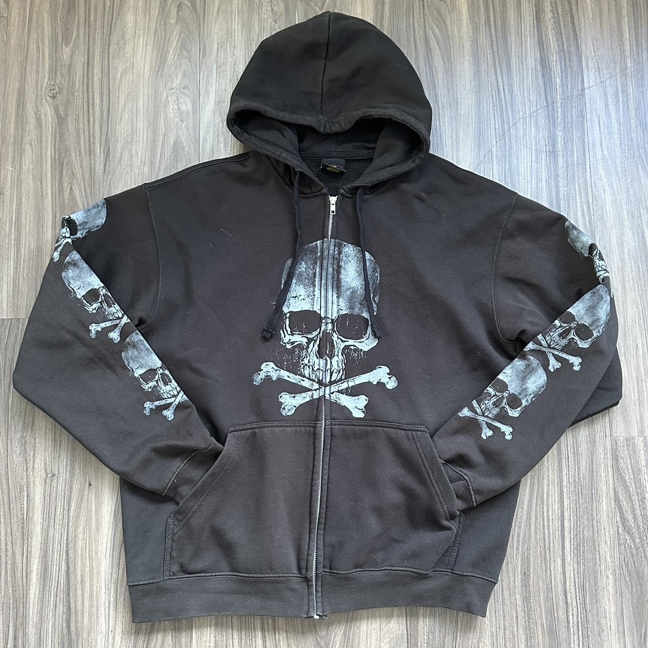 skeleton grunge hoodie cool asf good condition - Depop