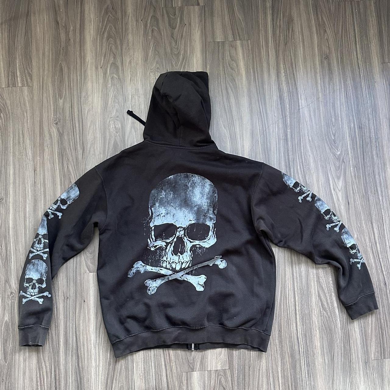 skeleton grunge hoodie cool asf good condition - Depop