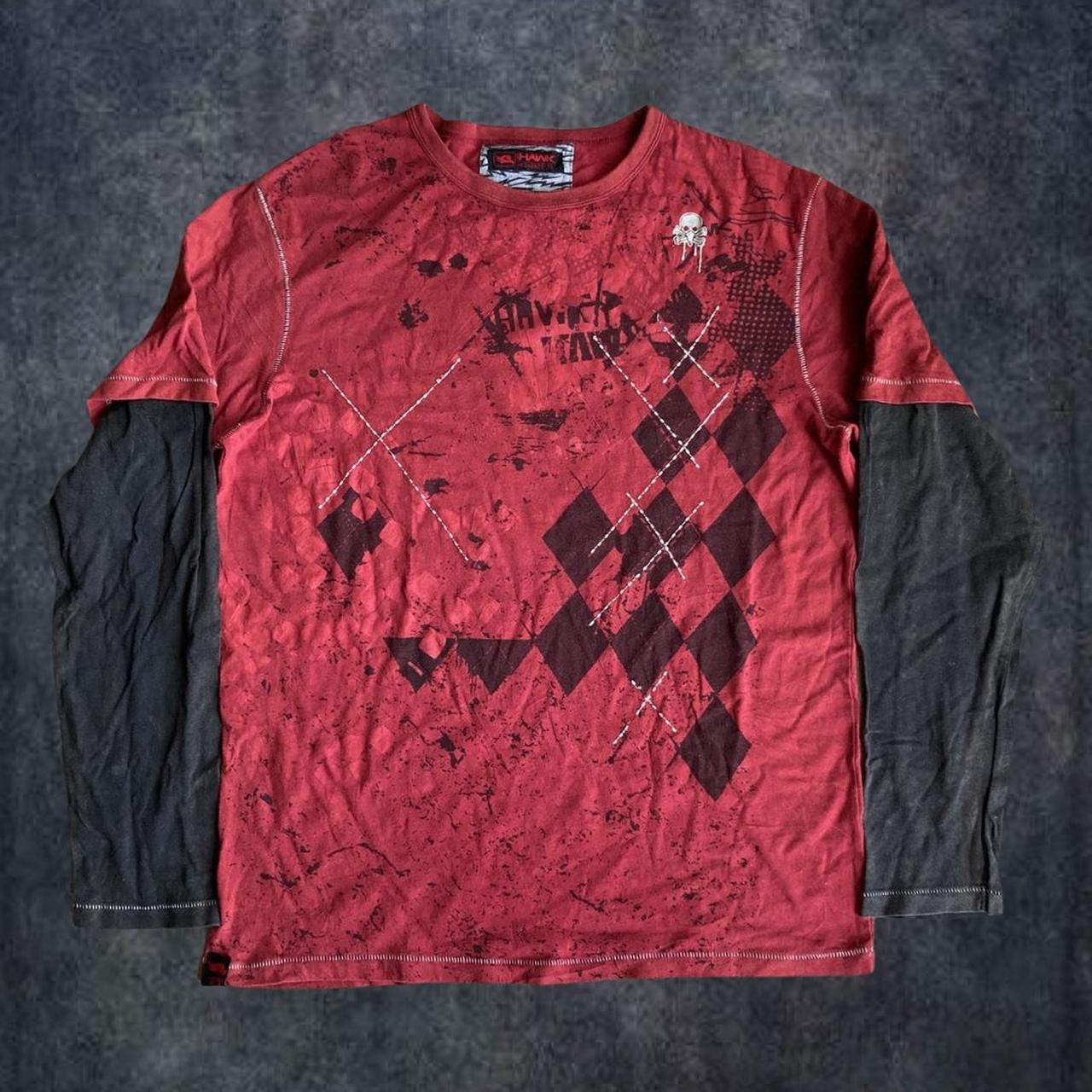 Mens affliction style long sleeve double layered tee... | Depop