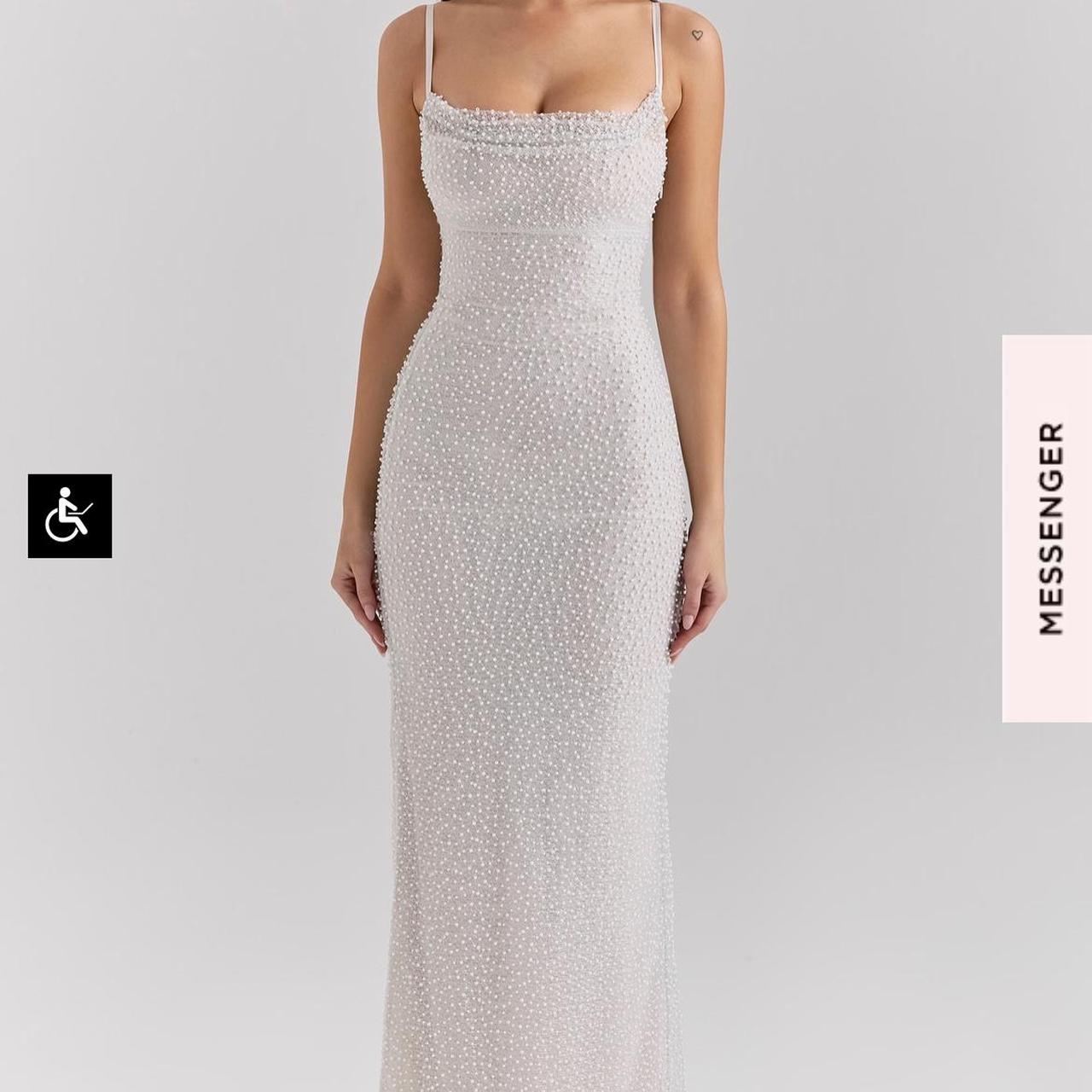 HOUSE OF CB - calla dress Silver pearl embellished... - Depop