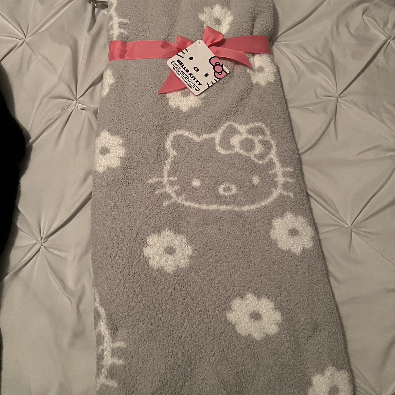 hello kitty grey blanket/ throw reversible! Never... - Depop