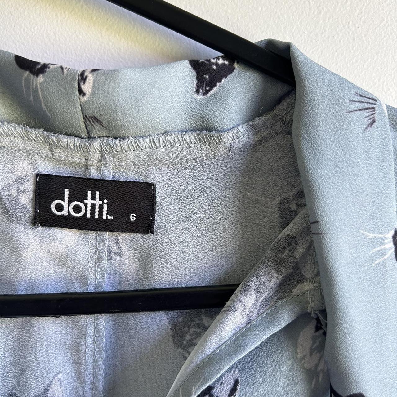 dotti size 6 blue/green cat print blouse! so cute... - Depop