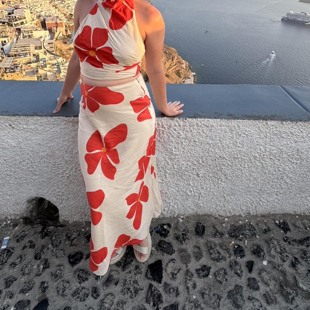 Billy J hibiscus set. Size 8. Only worn once. Orange... - Depop