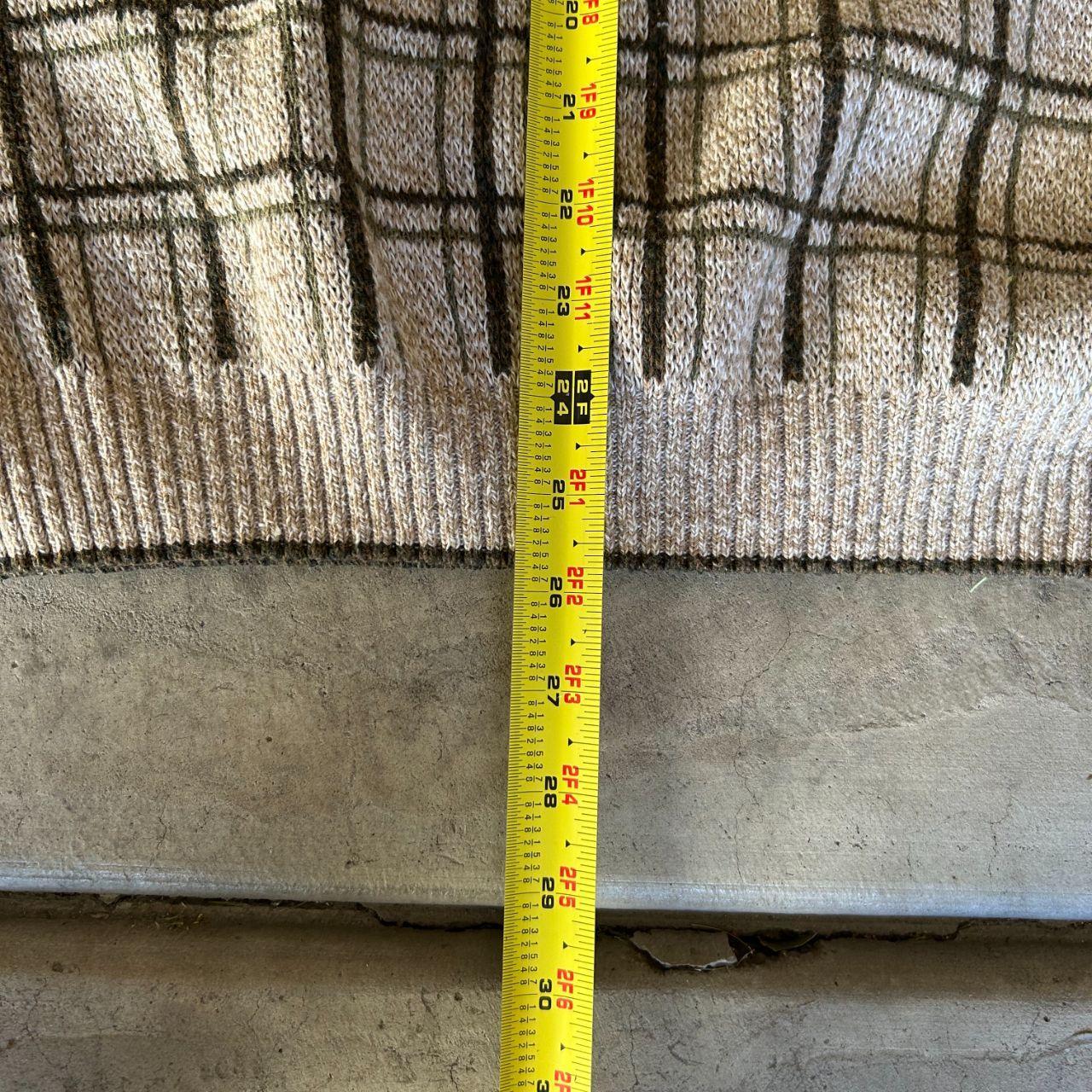 light brown tan plad or plaid sweater vintage... | Depop