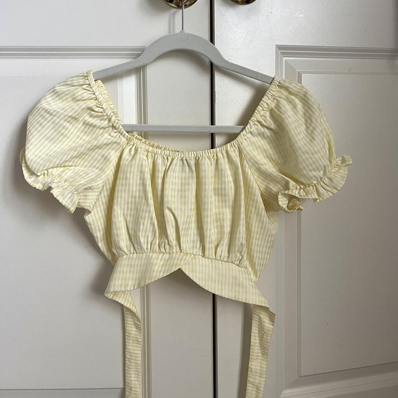 TILLY’S - Yellow, cropped babydoll top that ties in... - Depop
