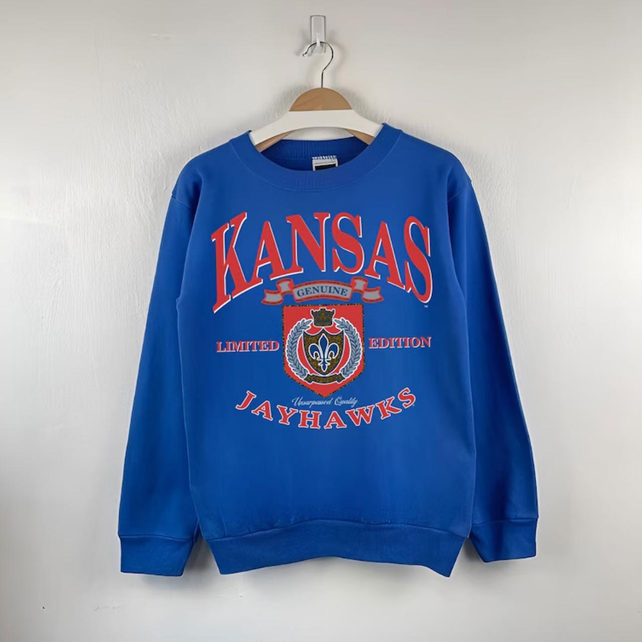 Vintage 90s University of Kansas Jayhawks Sweatshirt - Depop