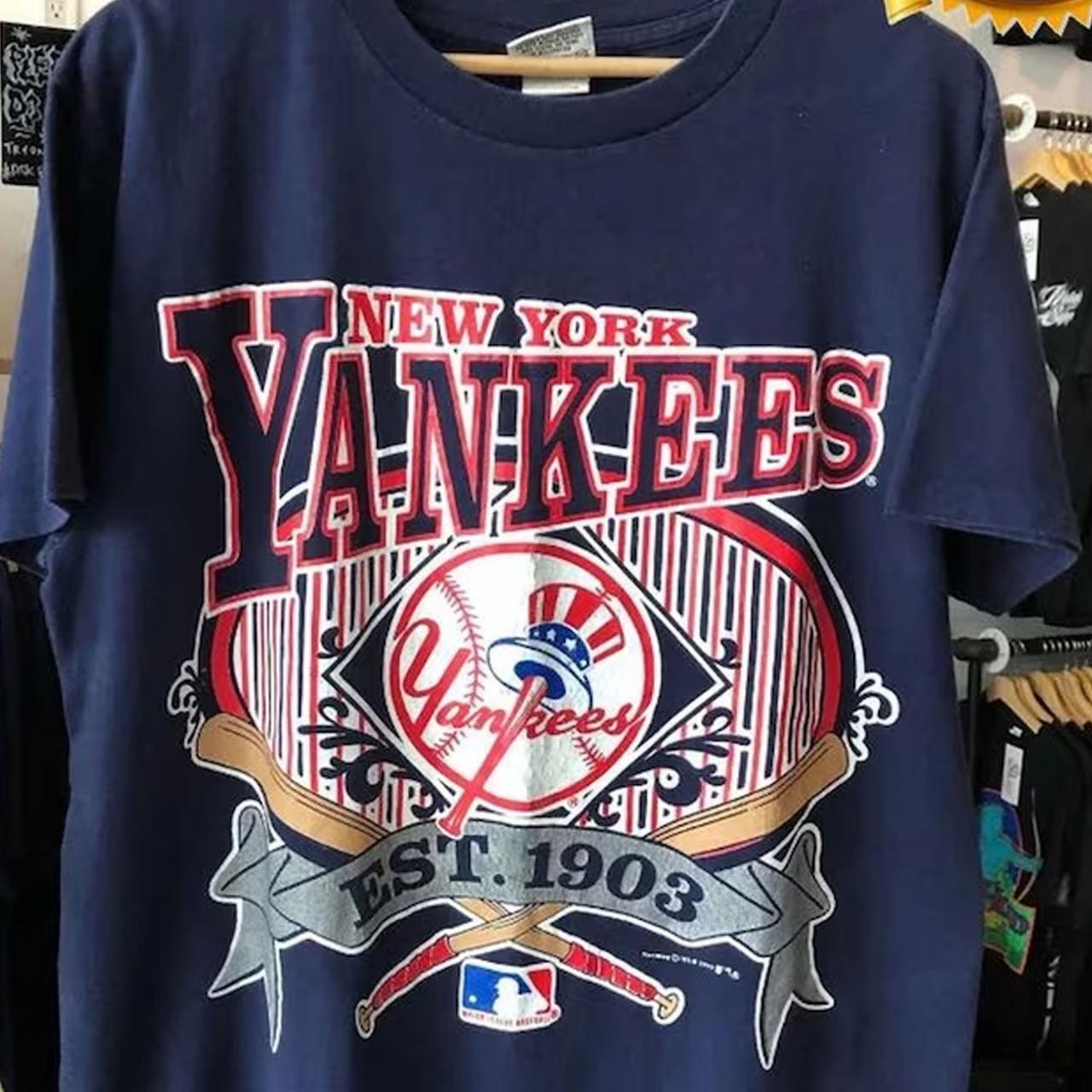 Vintage 1990 New York Yankees Tee Shirt - Depop