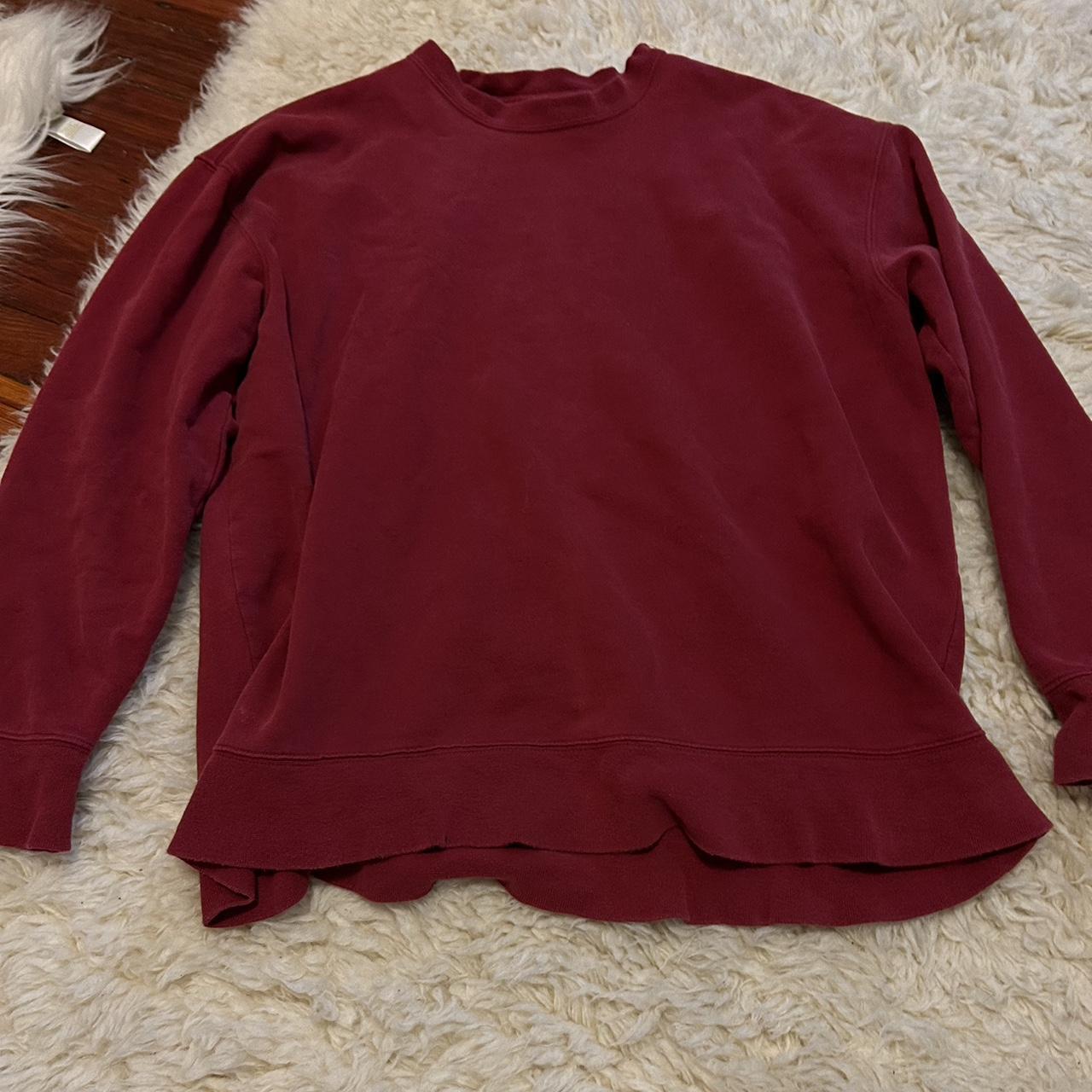 oversized red crewneck size large in good condition - Depop