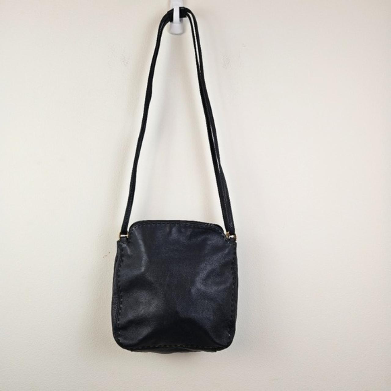 Vintage 80's GANSON Soft Leather Navy Shoulder Bag... - Depop