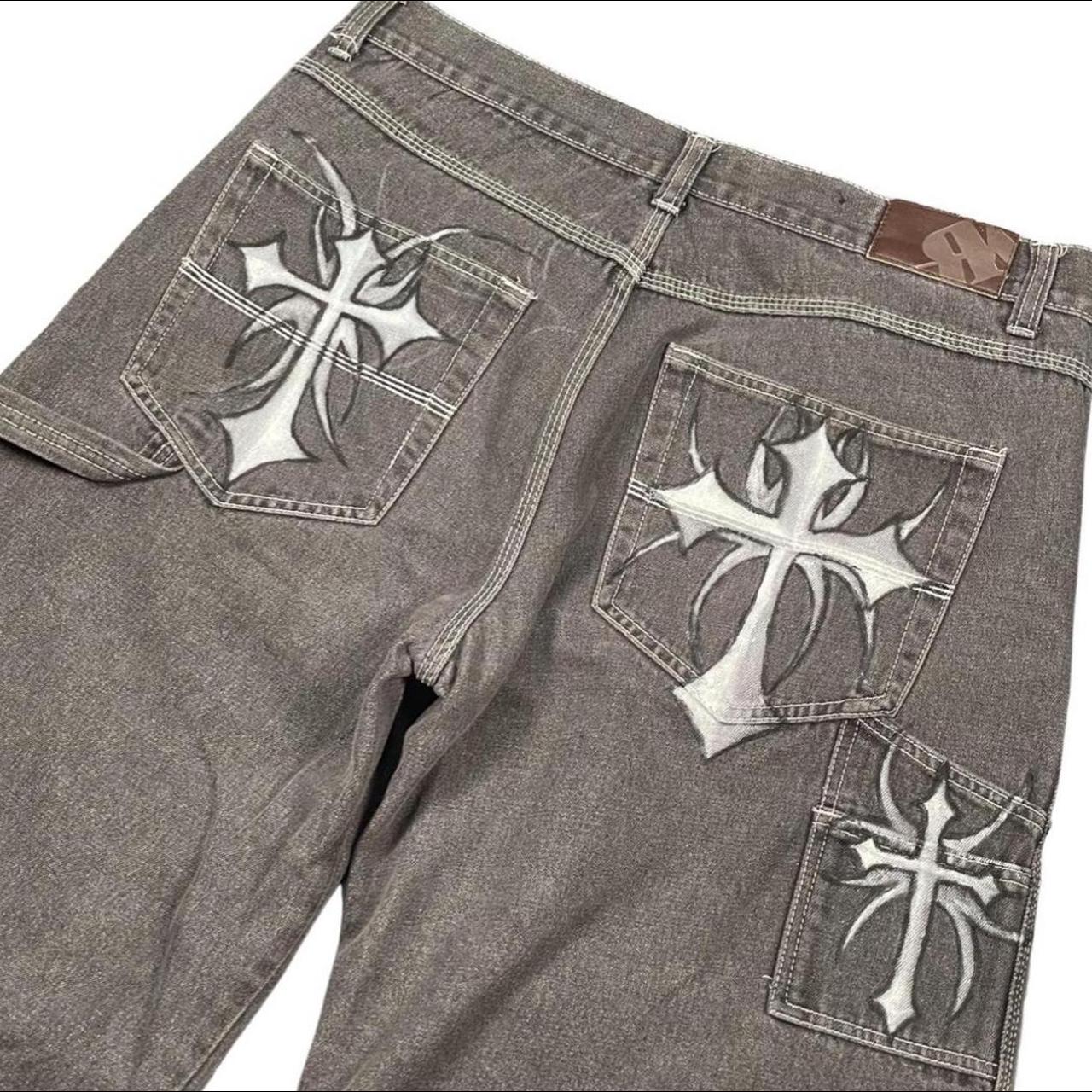 ☠︎ cyber cross baggy jorts ☠︎ ☠︎ alt alternative emo... - Depop