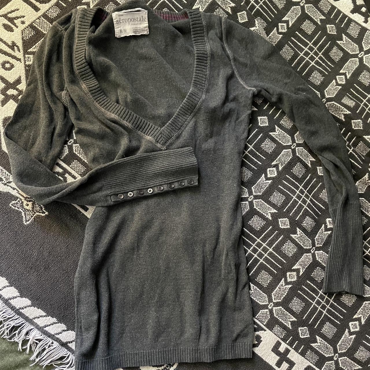 Y2K V neck long sleeve Buttons at the bottom of the... - Depop