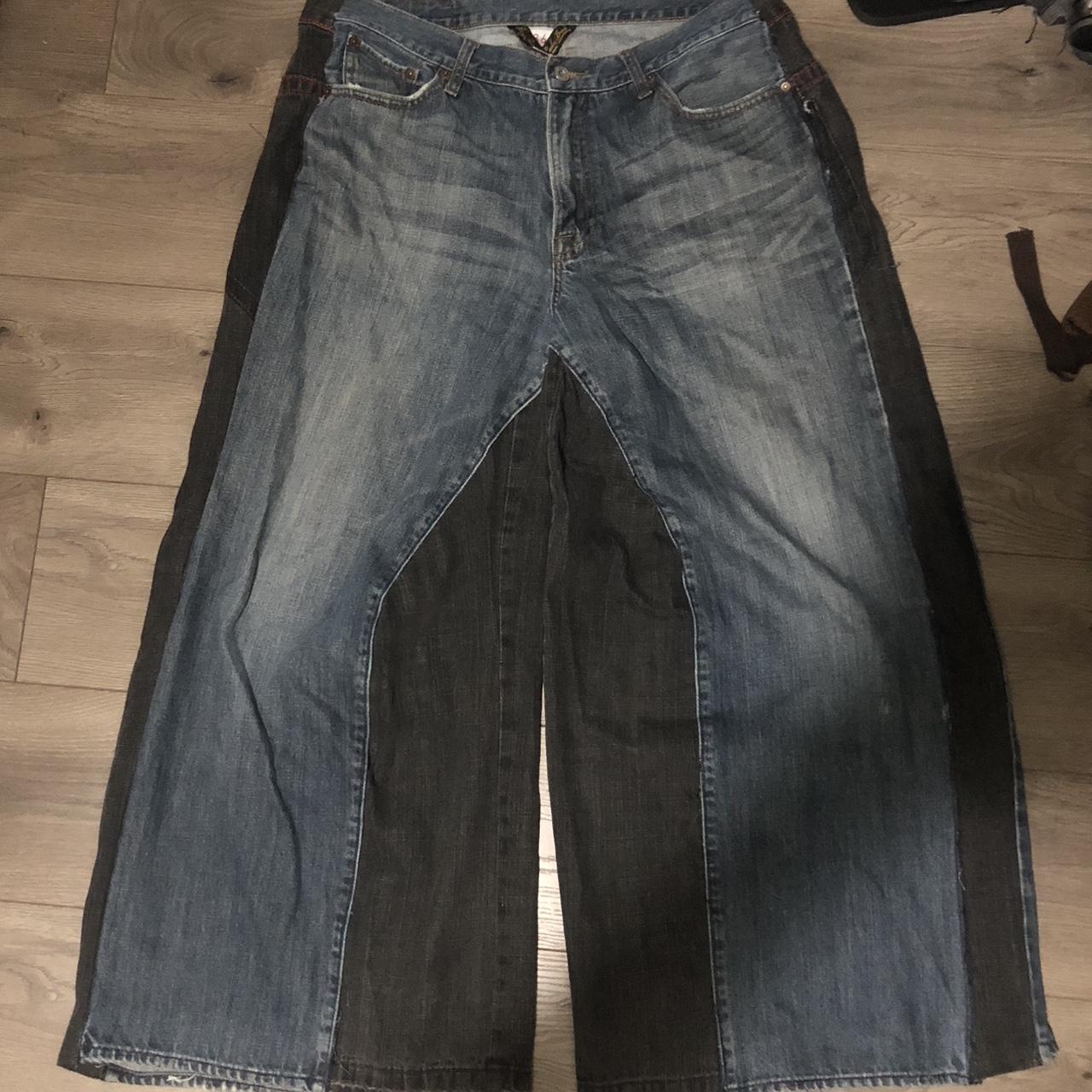 HANDMADE RAVER JNCO INSPIRED BAGGY JEANS TWO CUSTOM... - Depop