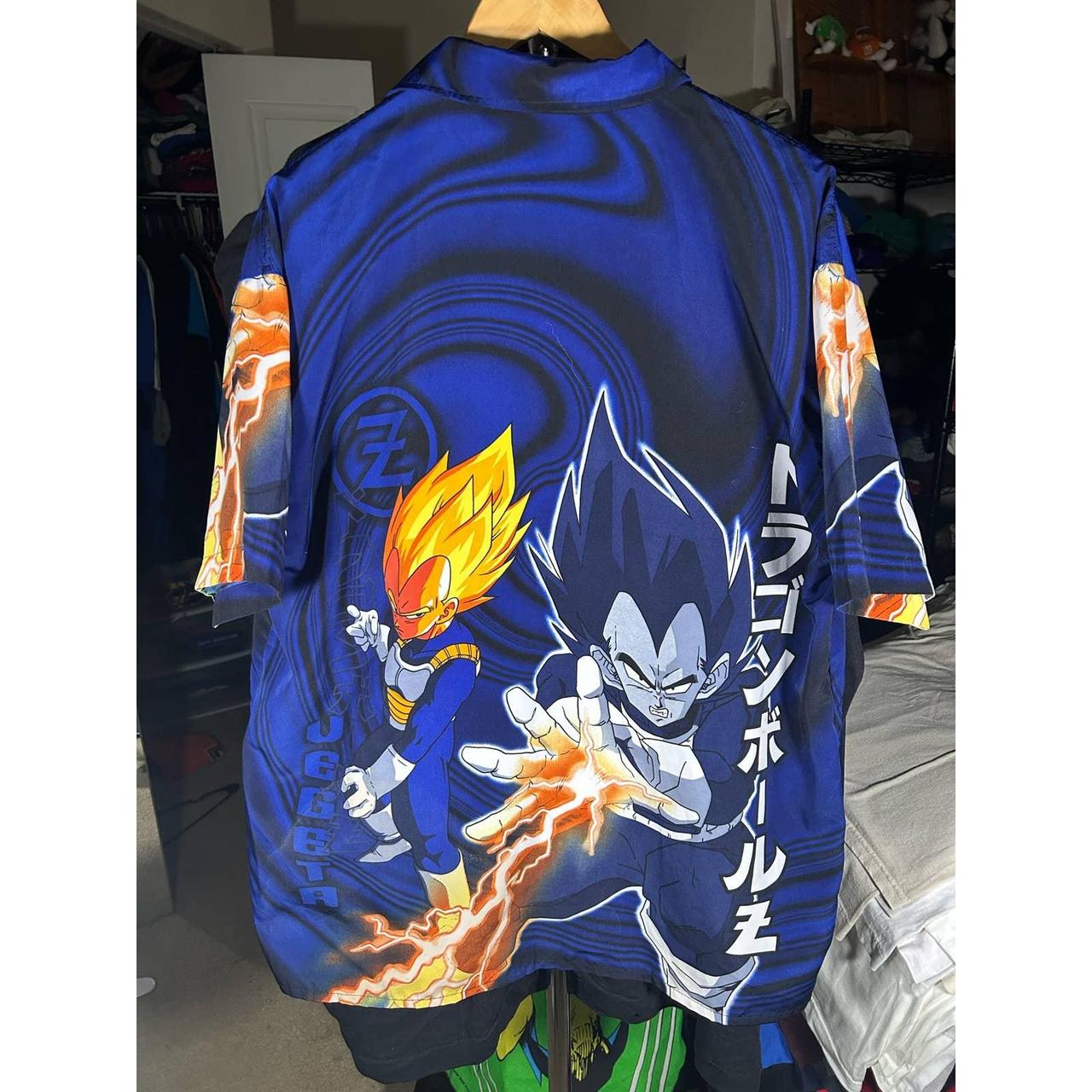 2001 vegeta dbz button up crazy print - Depop