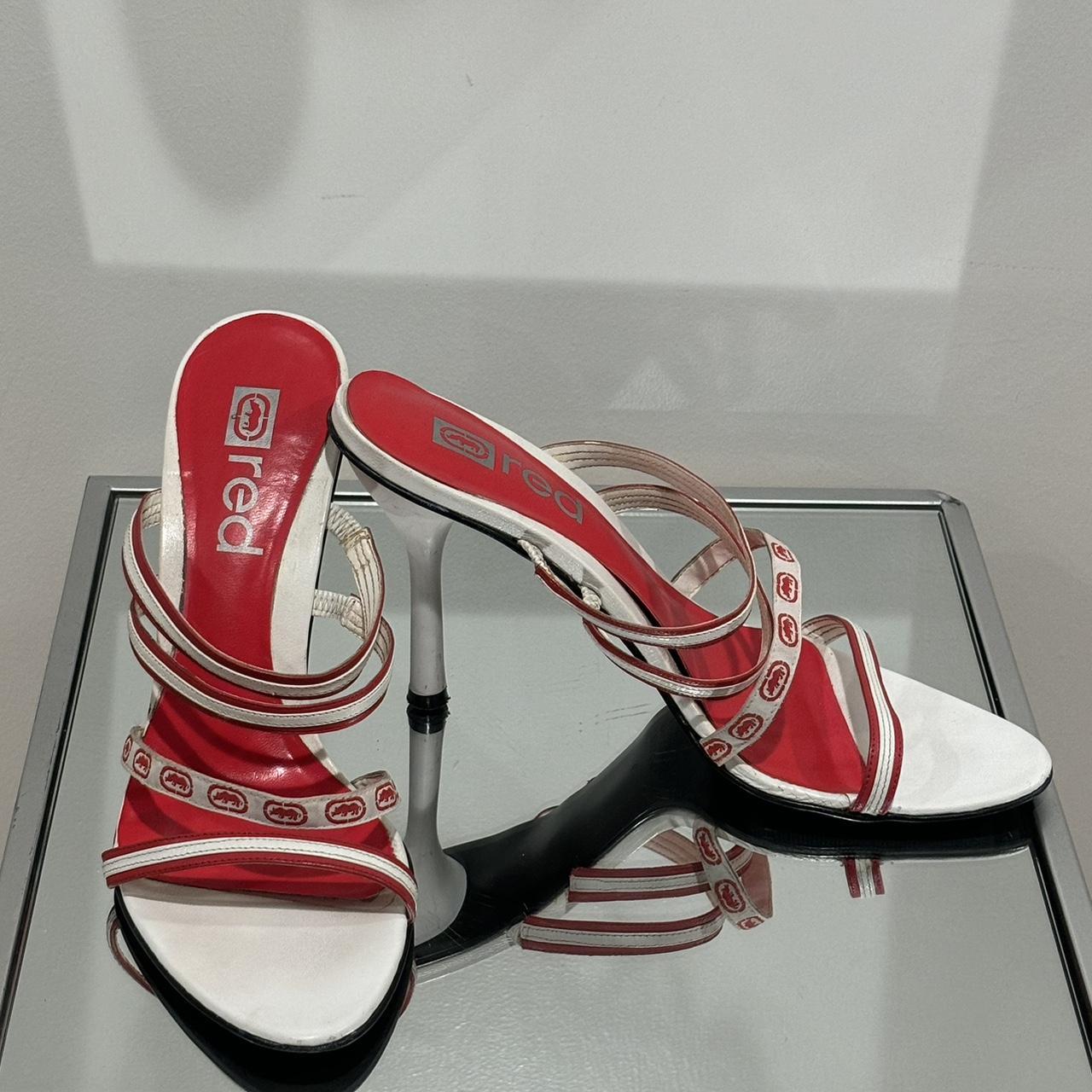 Vintage Echo Red strappy heels. These heels are over... - Depop