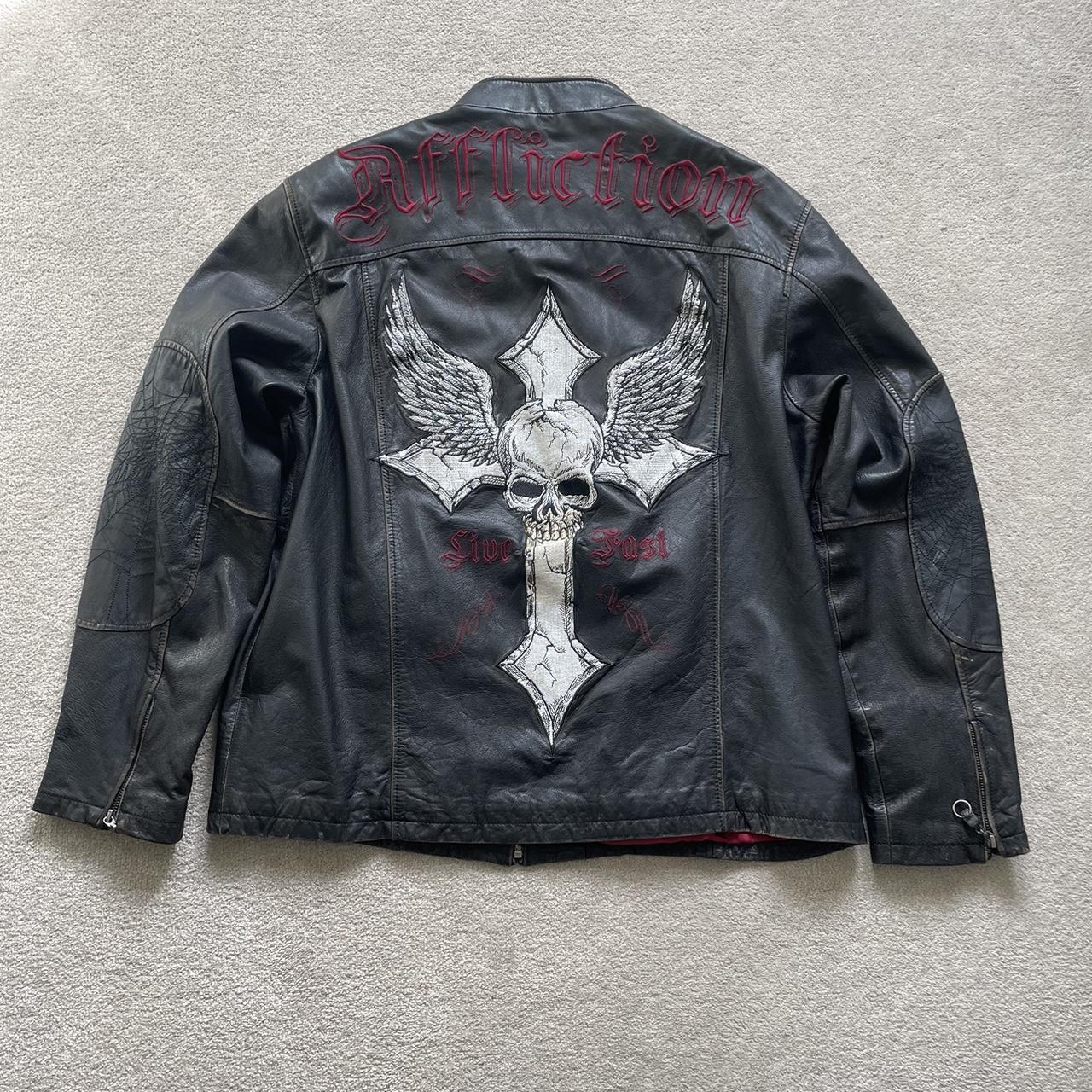 SUPER RARE Affliction Leather Jacket Spent a lot of... - Depop