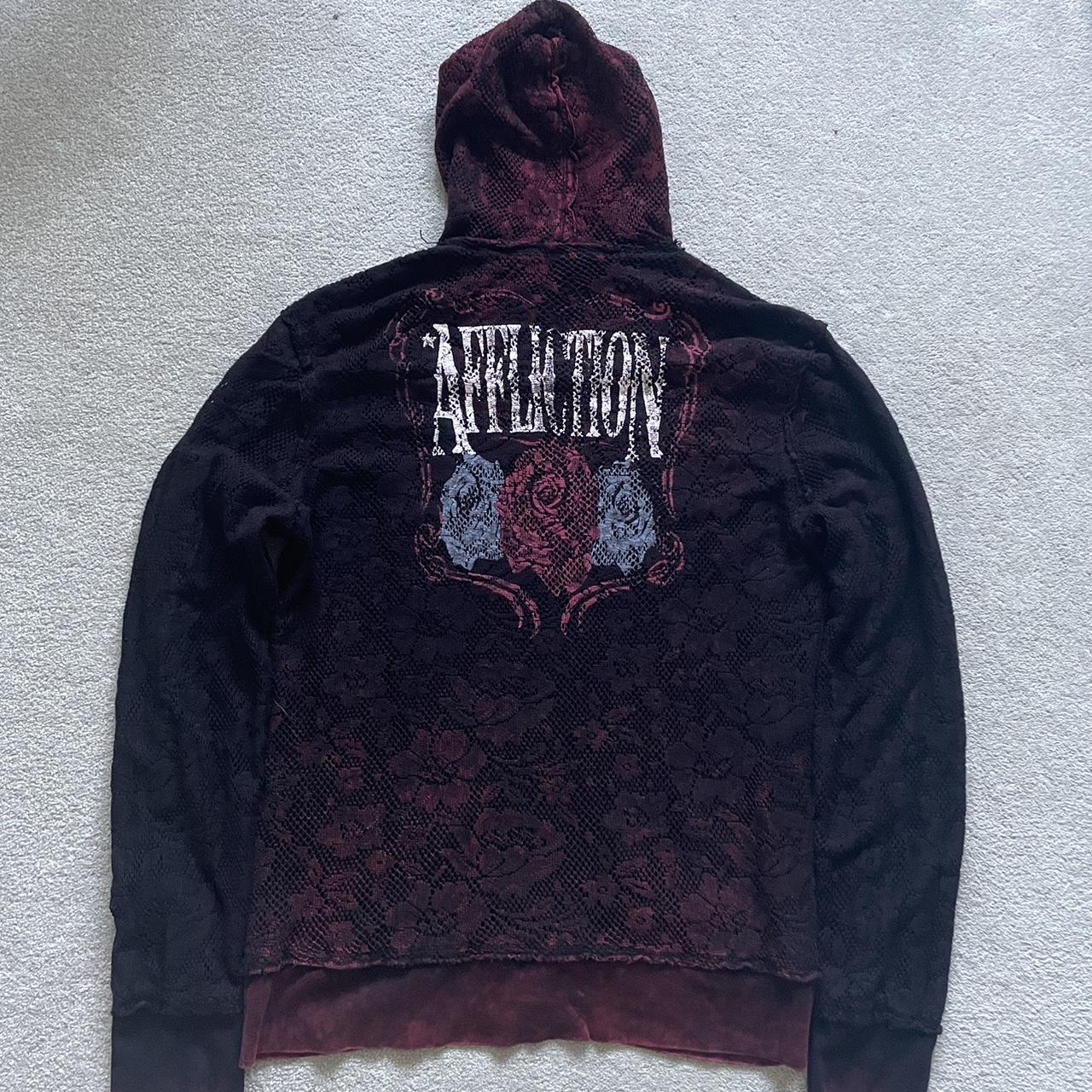 GRAIL Affliction red & black reversible hoodie, such... - Depop