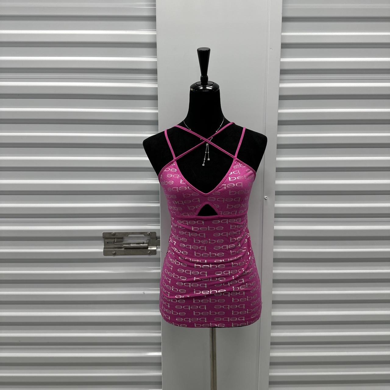 Pink Bebe mini dress with silver monogram logo Size... | Depop