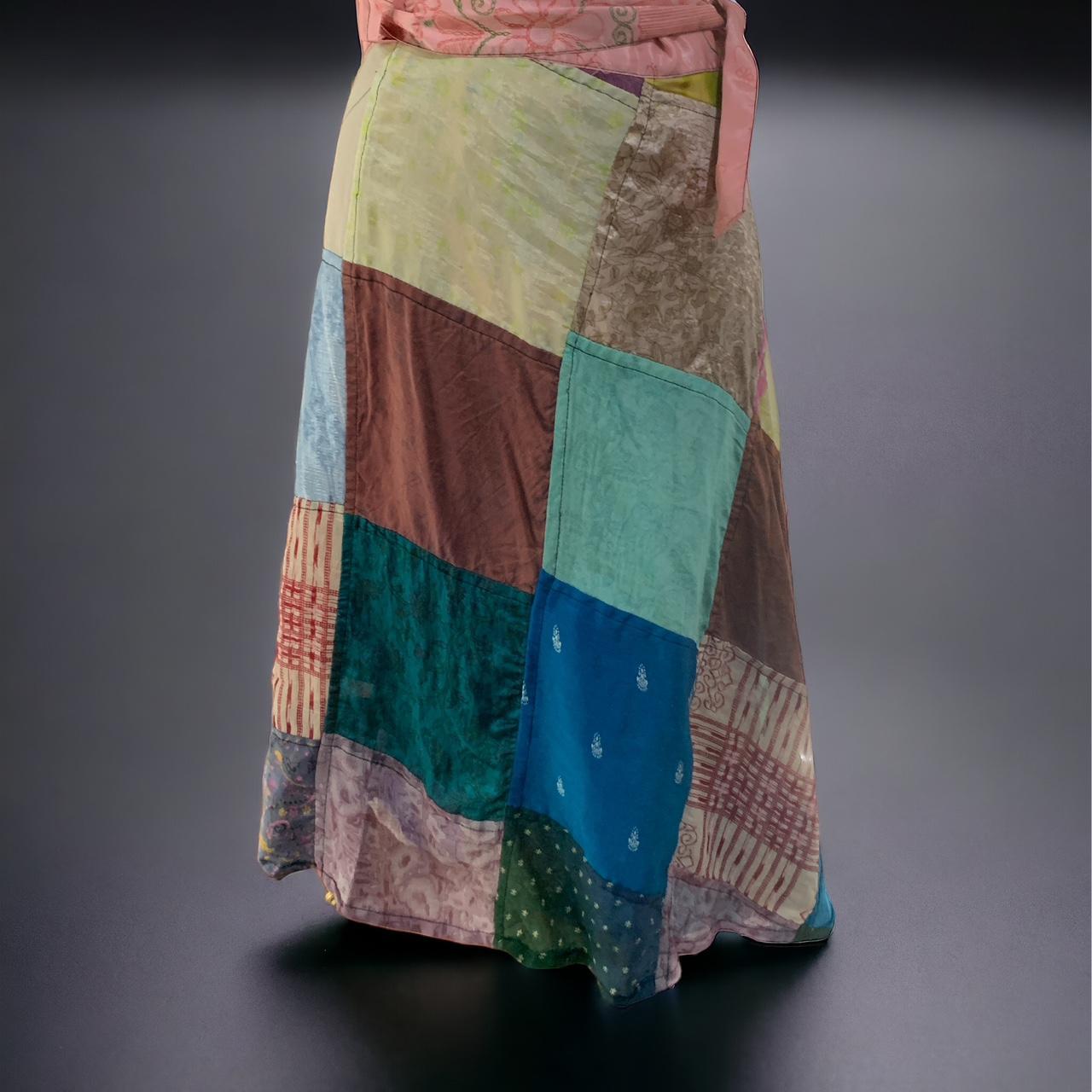 Greater Good silk wrap around,patchwork reversible... - Depop