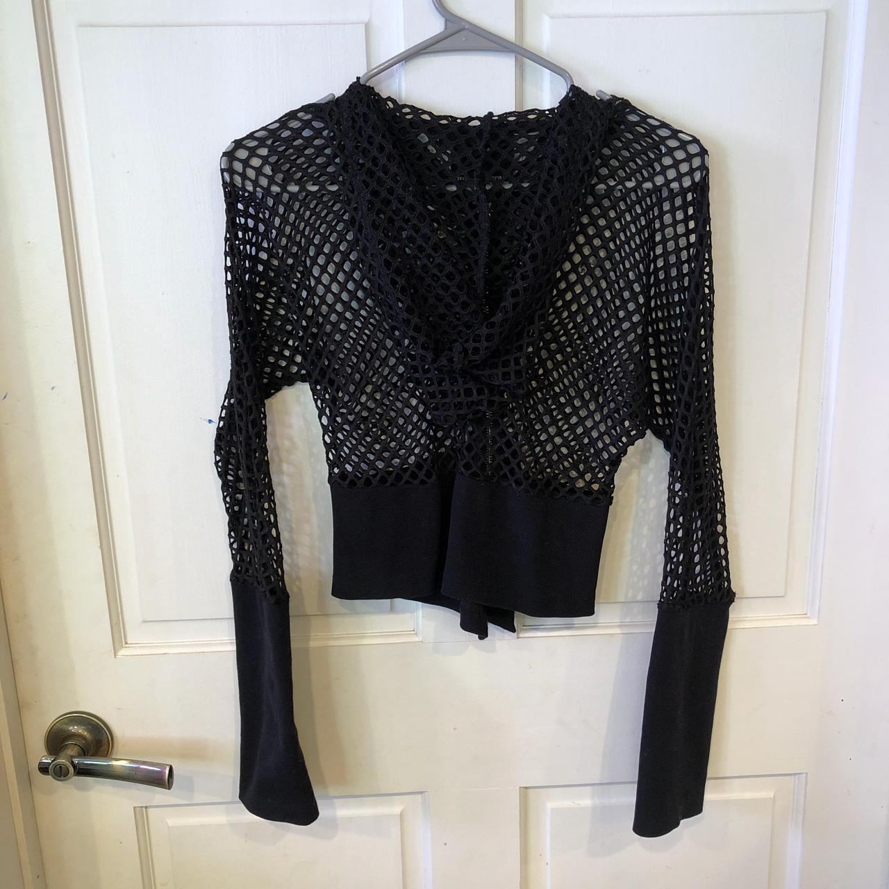 KillStar fishnet cropped hoodie with D-rings The... - Depop