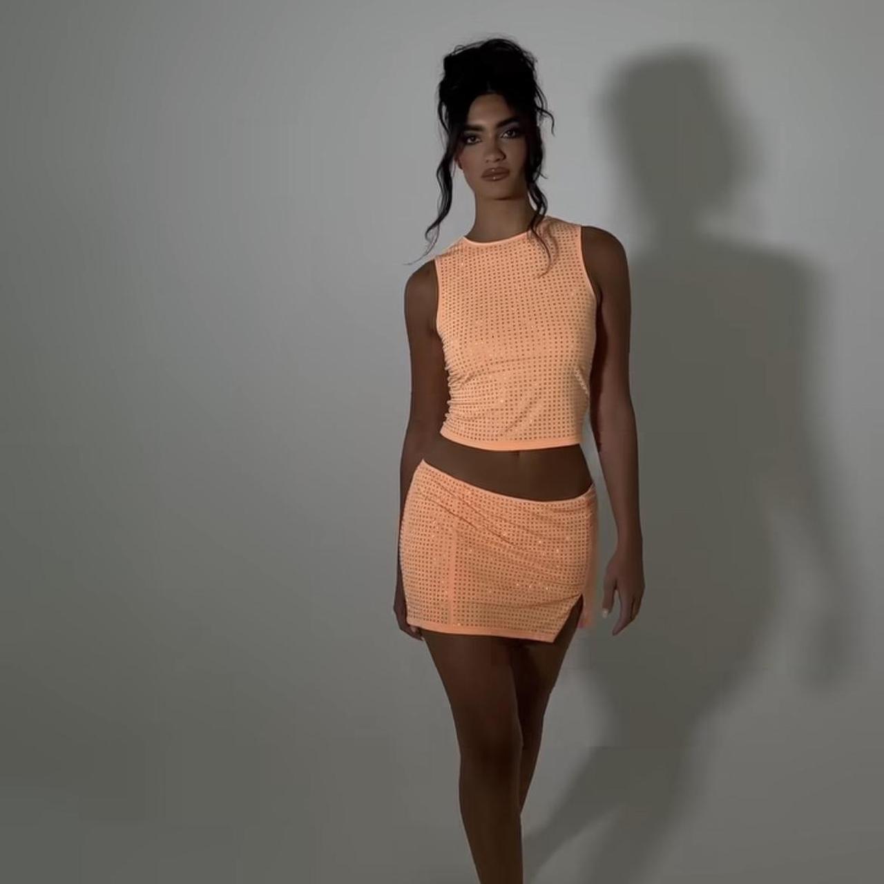 Sla the label orange/Coral Shea diamanté co ord set... - Depop