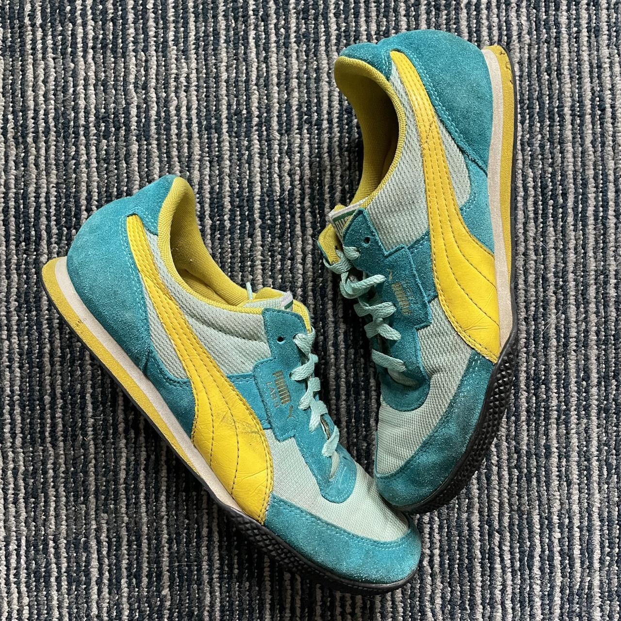 Womens 6.5/ Men’s 5 Puma Lab 11 Teal/ Yellow Track... - Depop