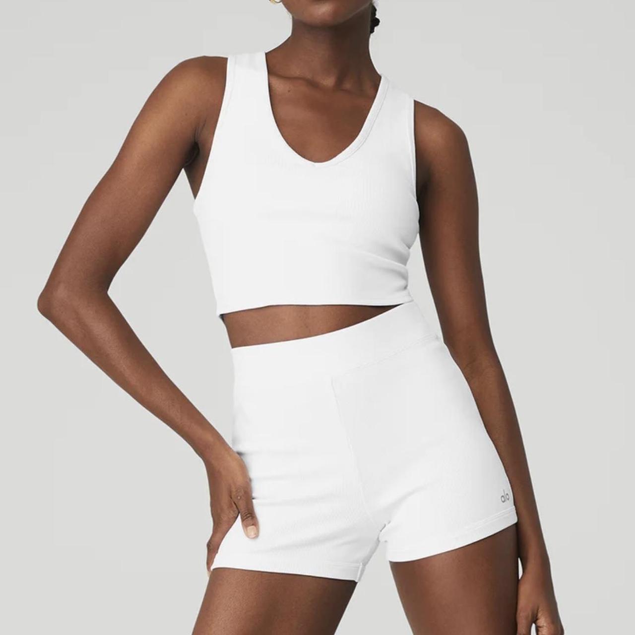 alo goddess ribbed high waist hot short #depop #alo... - Depop