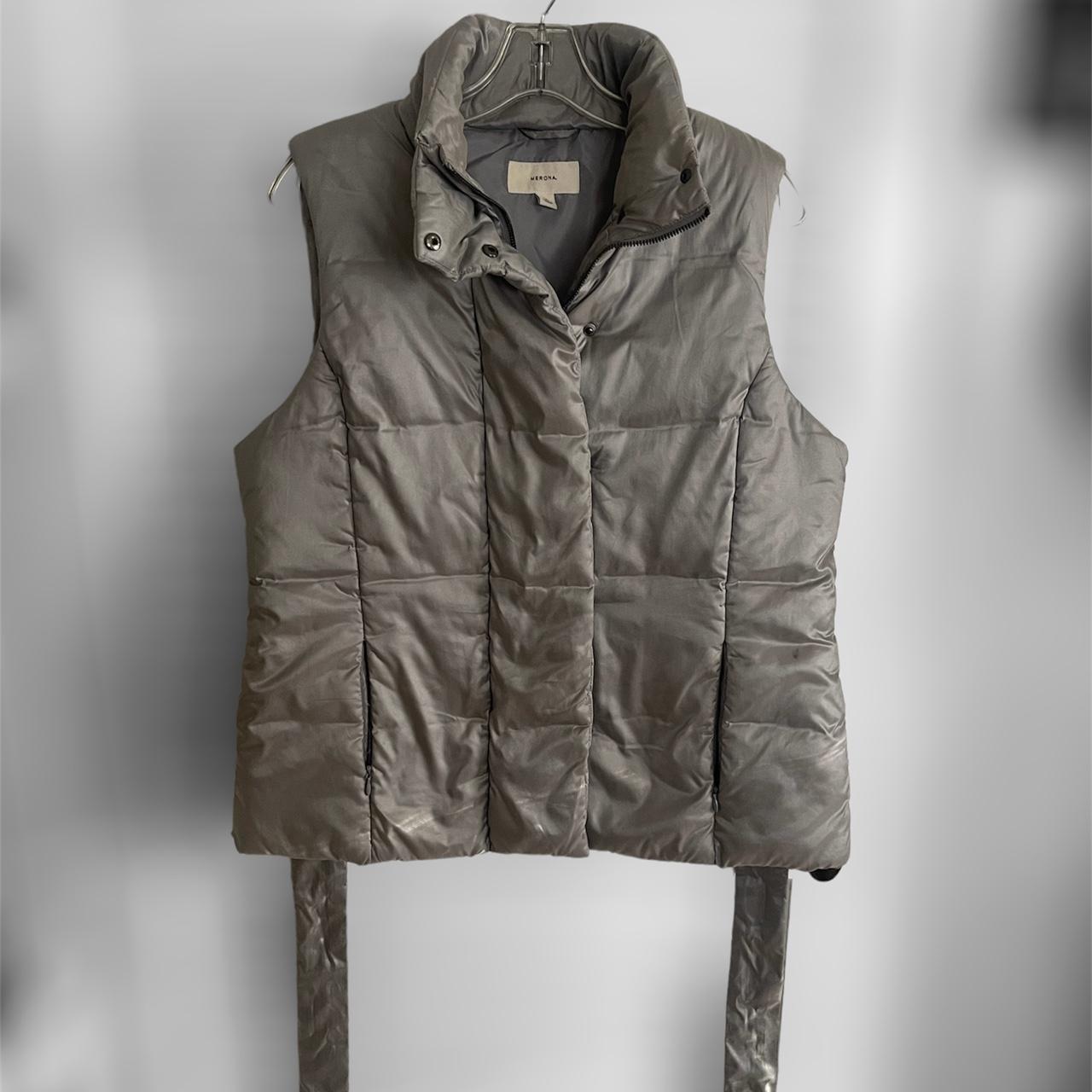 Vintage Merona Silver tie around, THICK Puffer... - Depop