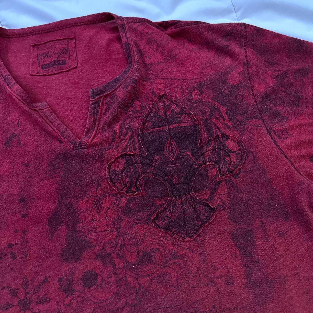 affliction looking super sick red tee shirt. size... - Depop