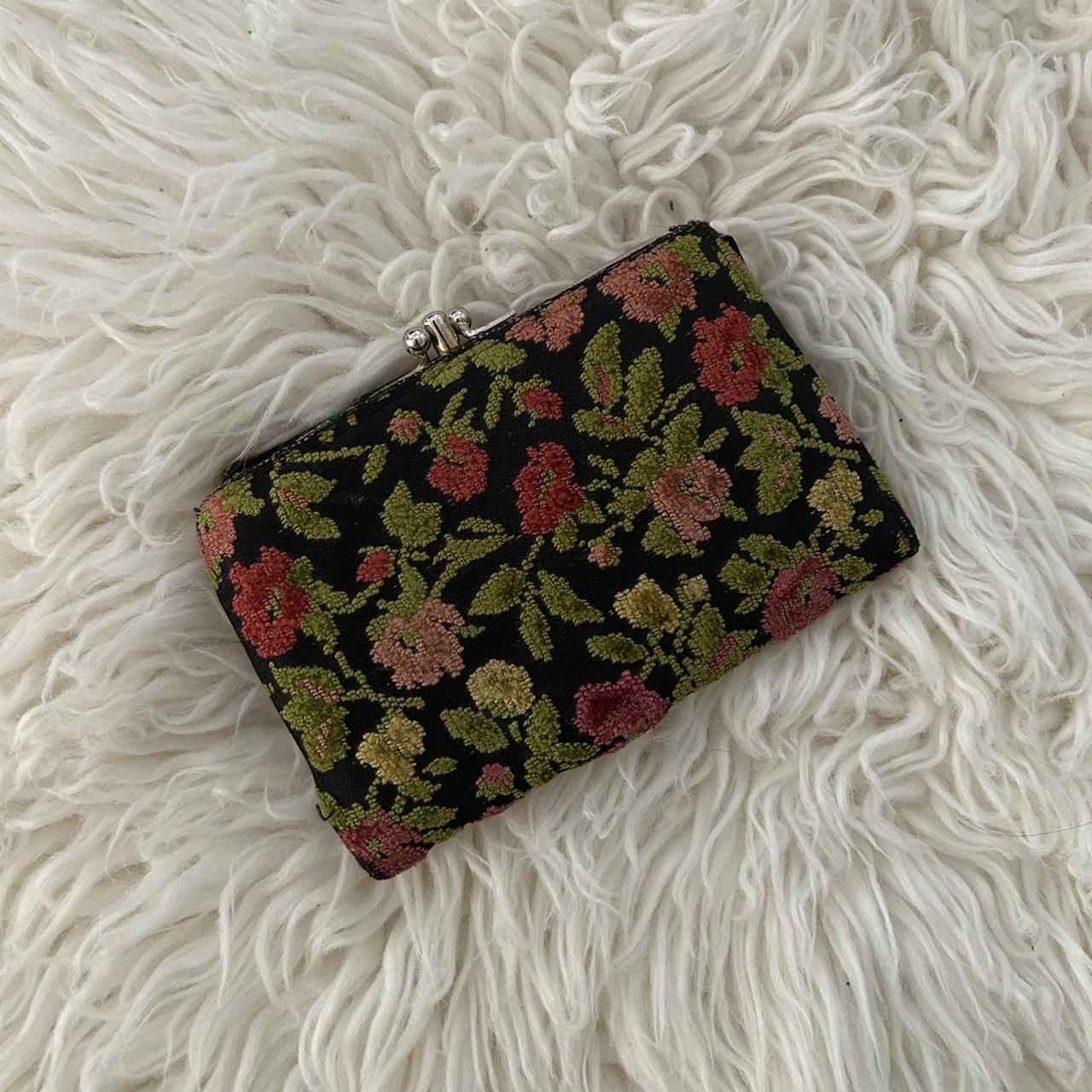 Vintage tapestry floral wallet Two change pockets,... - Depop