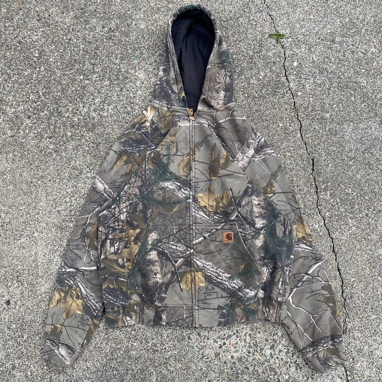Vtg real tree Camo carhartt zip up hoodie faded mens... - Depop