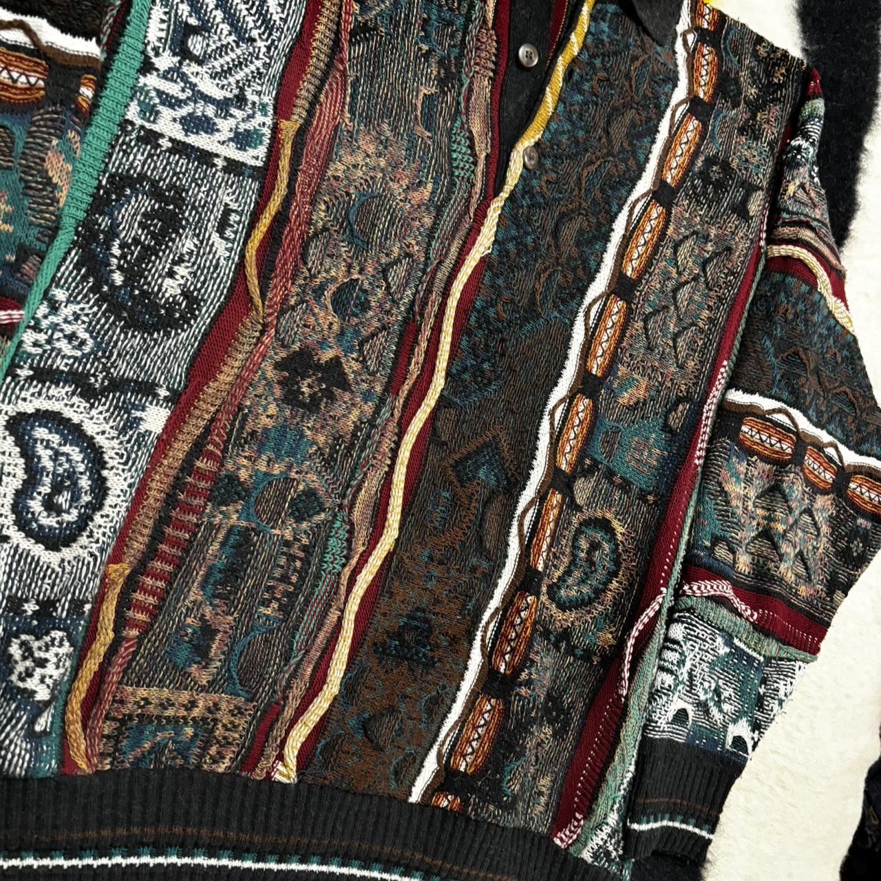 Vtg coogie style multi color sweater patchwork coogi... - Depop
