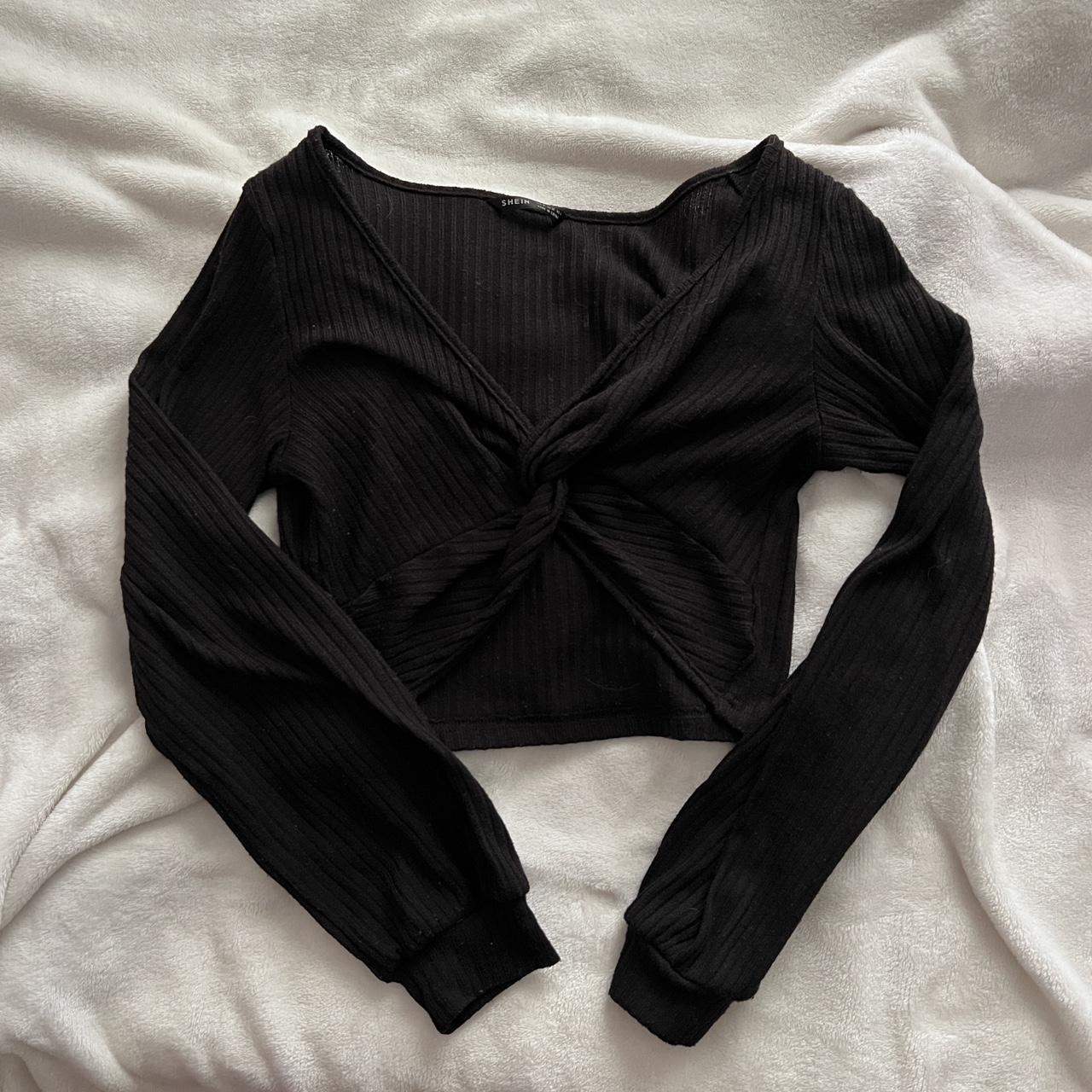 Black criss cross cropped top. Wore it a few times... - Depop