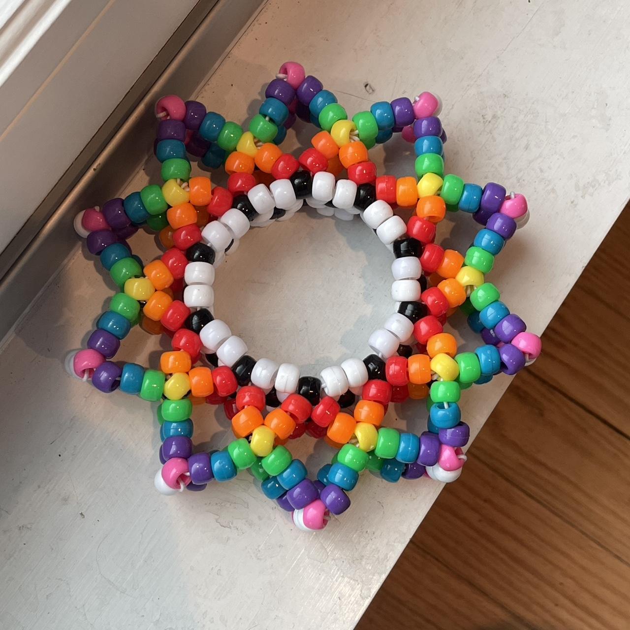 Rainbow kandi carousel cuff 1 X high with two outer... | Depop