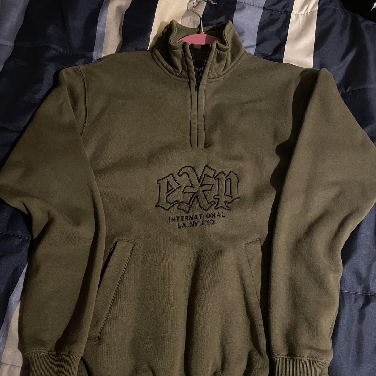 Erased Project Quarter zip green sweater Mens... | Depop