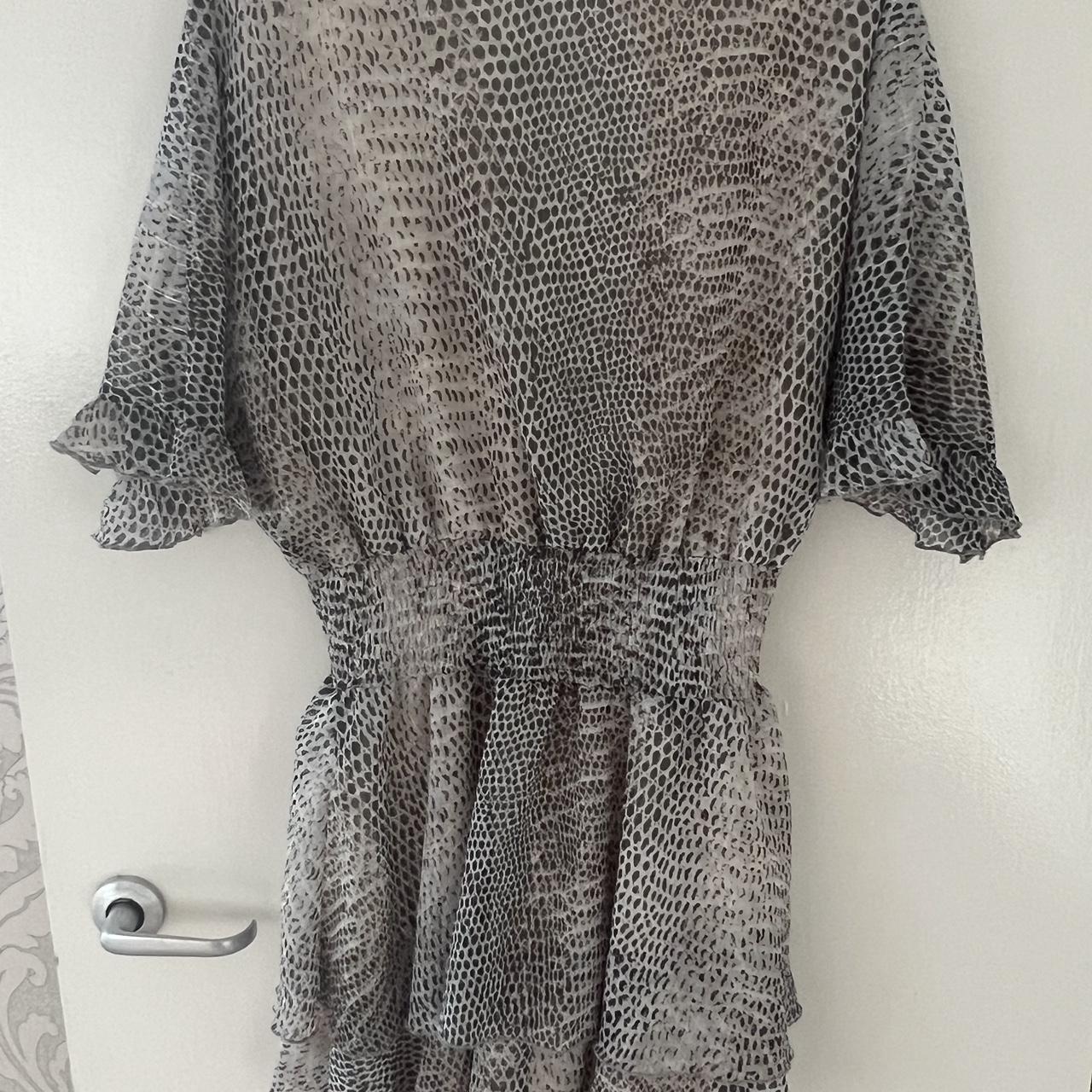 Zara Snake Print Metallic Mini Dress Size Small Hi... - Depop