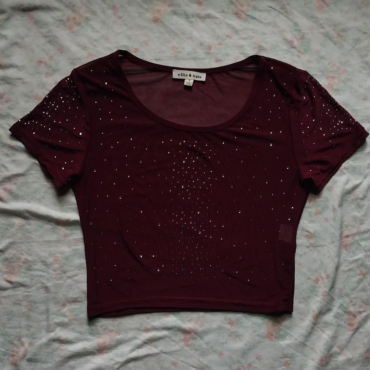 Cute sheer maroon/burgundy mesh top with... - Depop
