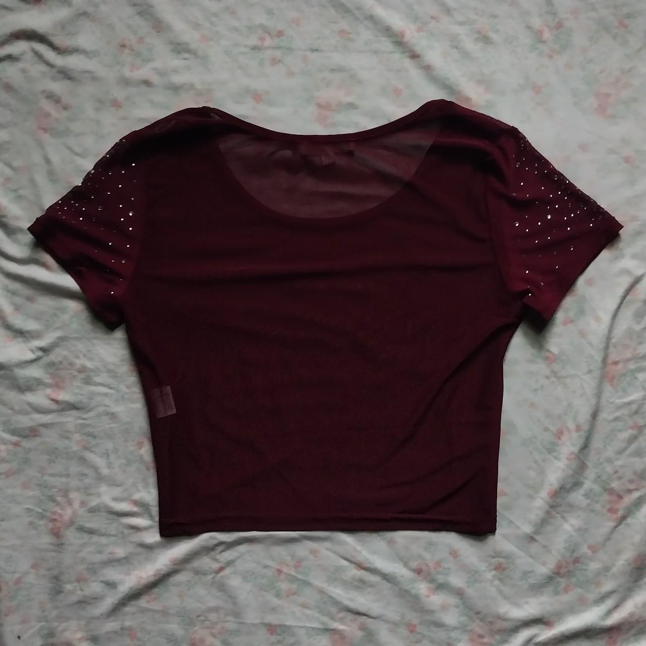 Cute sheer maroon/burgundy mesh top with... - Depop