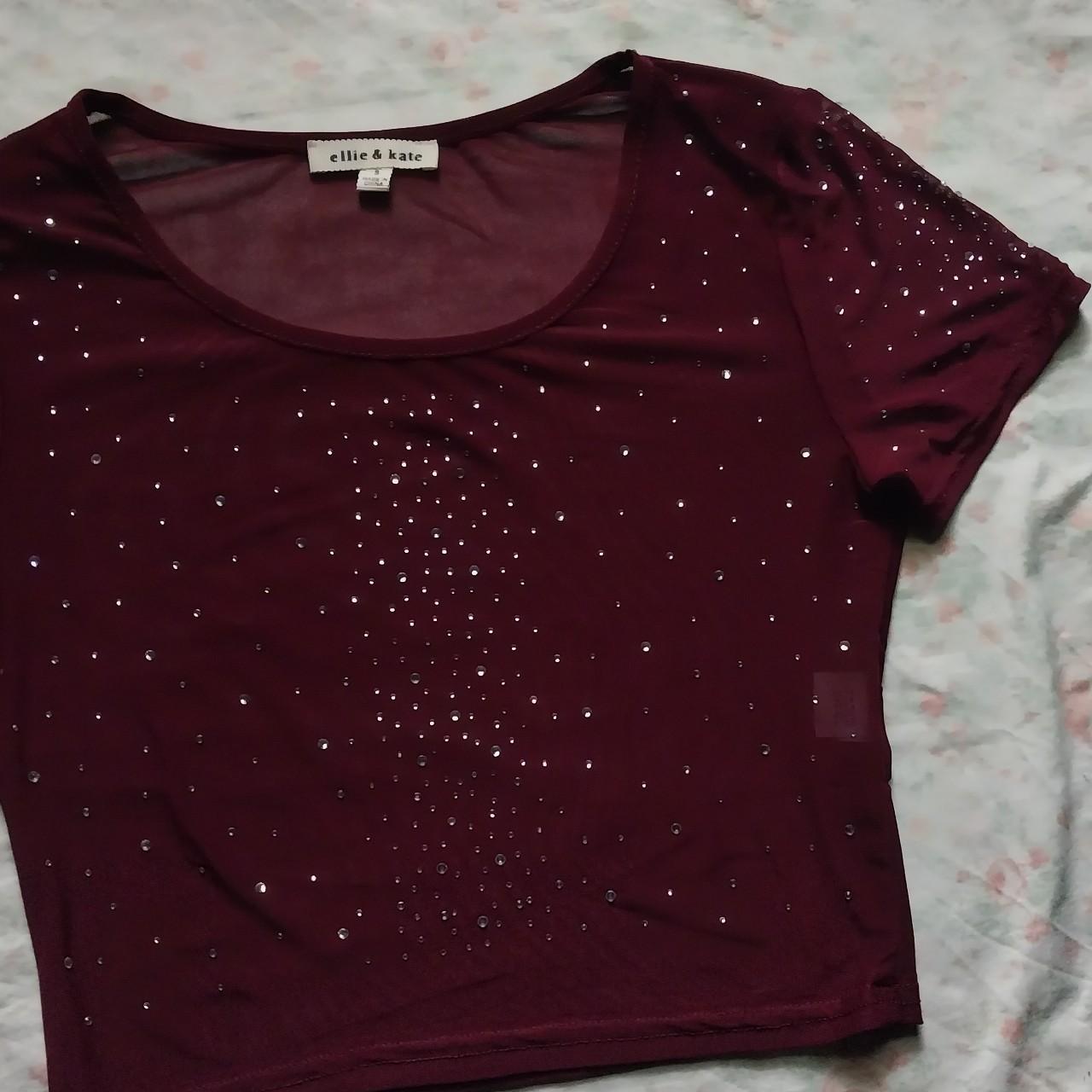 Cute sheer maroon/burgundy mesh top with... - Depop