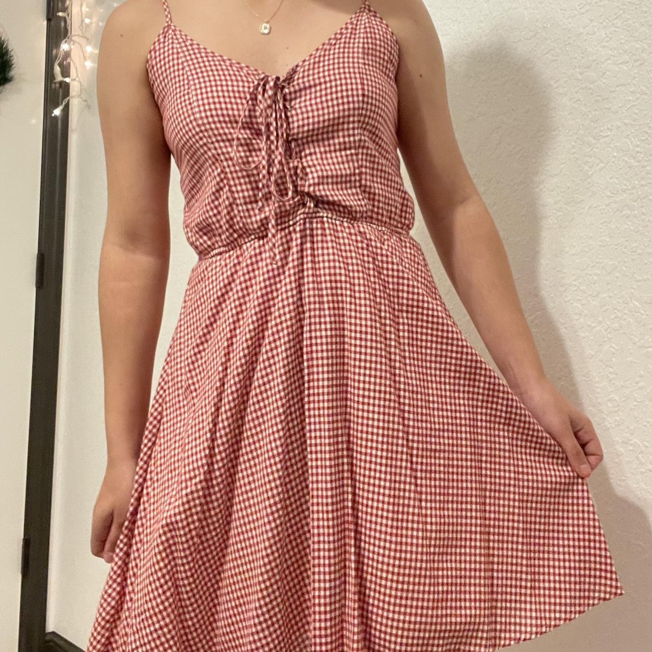 Cottage core red and white gingham dress Small, can... - Depop